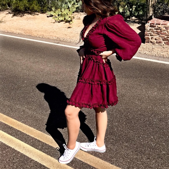 Dresses | Burgundy Open Back Flowy Dress Mini | Poshmark